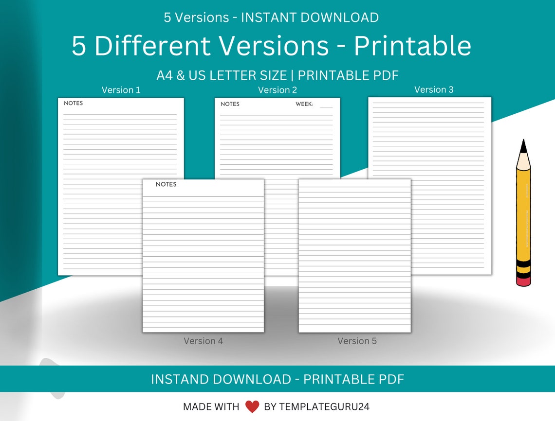 Note Page Printable, Note Template, Note Letter, Note Paper, Note ...