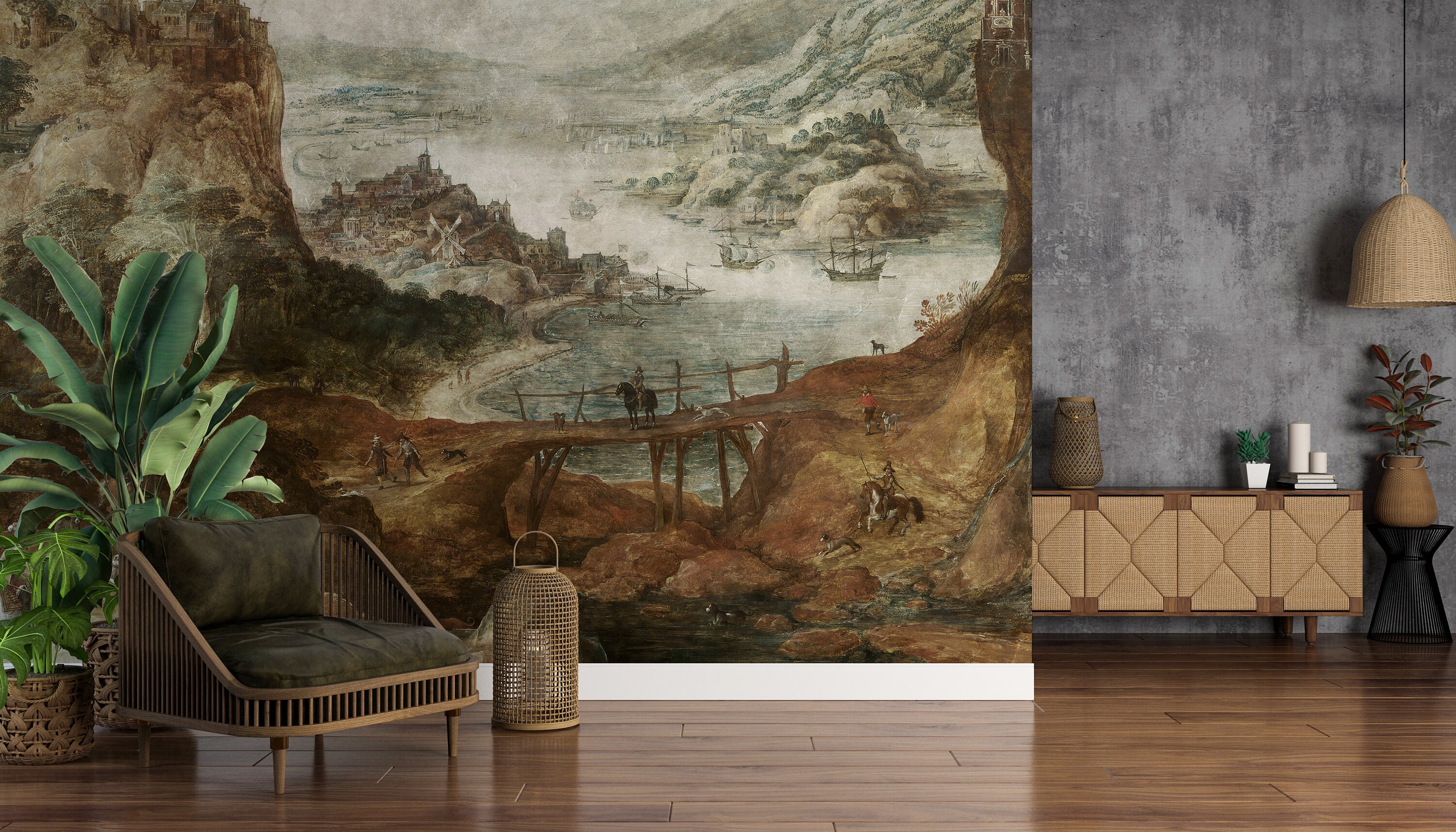 Renaissance Painting, Scenic Wall Mural. Vinyl Large Wallpaper Classic ...