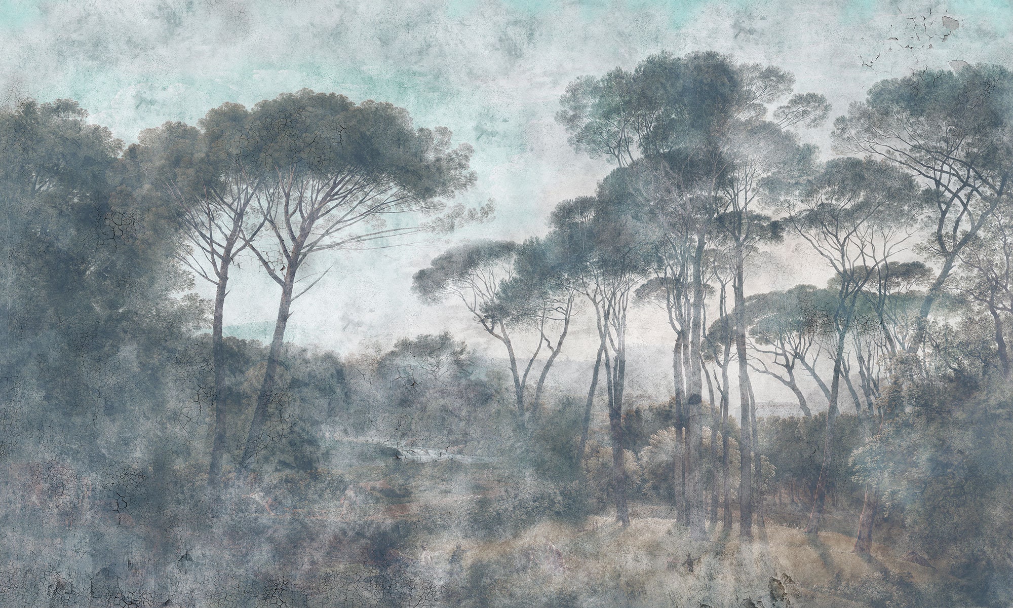 Vintage Forest WALLPAPER Scenic MURAL. Vinyl Wallpaper With - Etsy