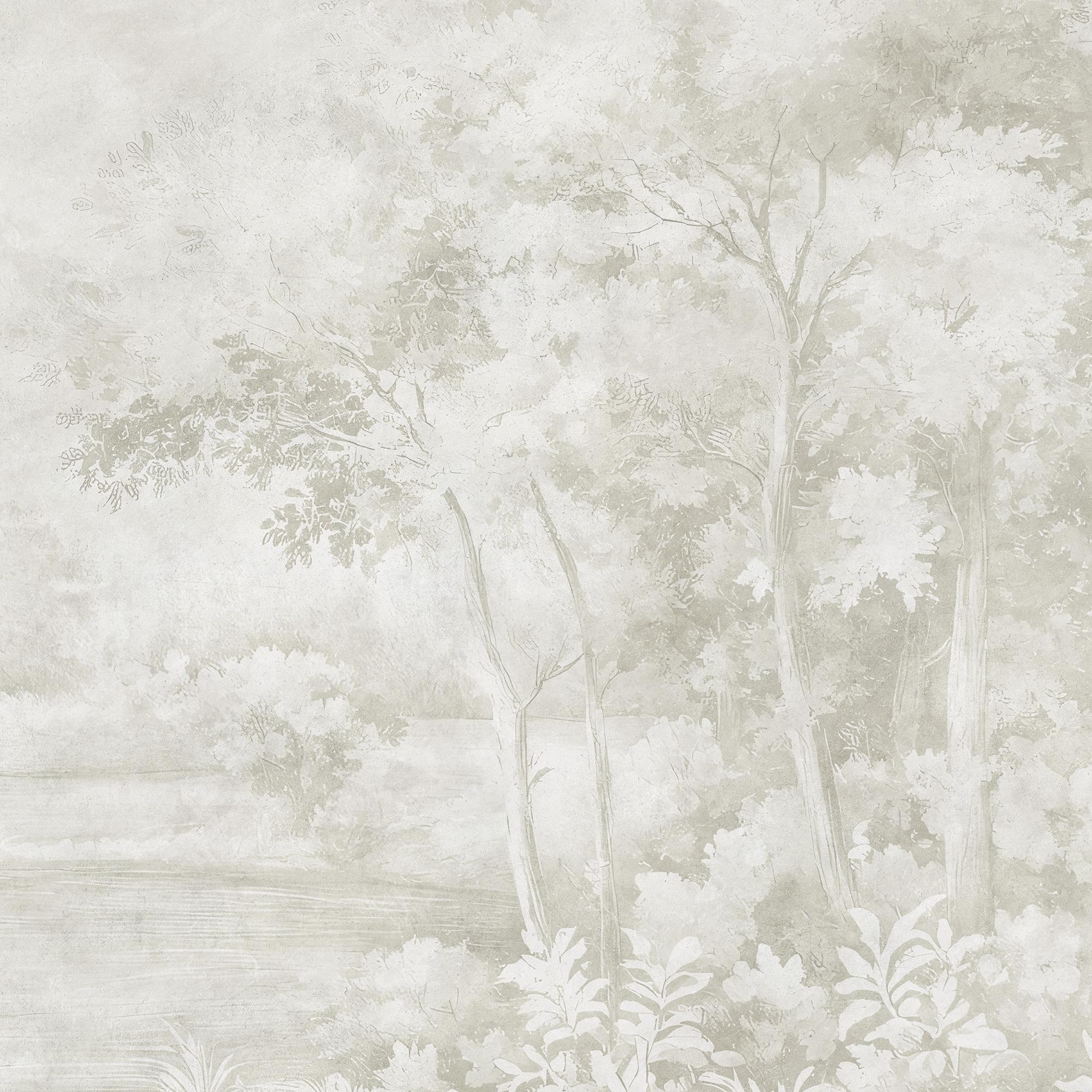 Light, Beige Landscape Wallpaper, Japandi Wall Mural With Trees ...
