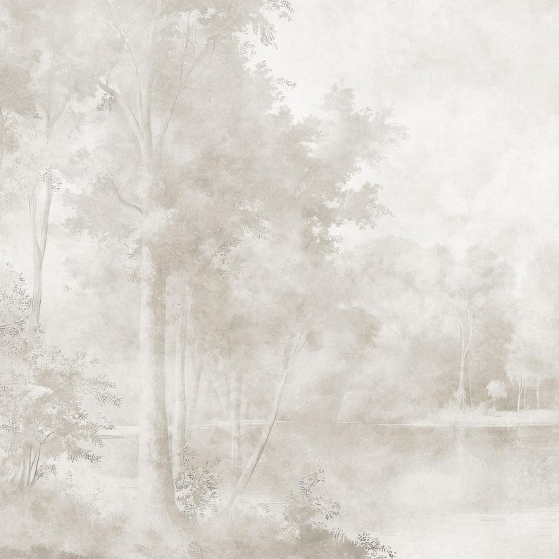 Sepia Forest Wallpaper Mural, Beige Tree Wall Decor, Custom Size - Etsy