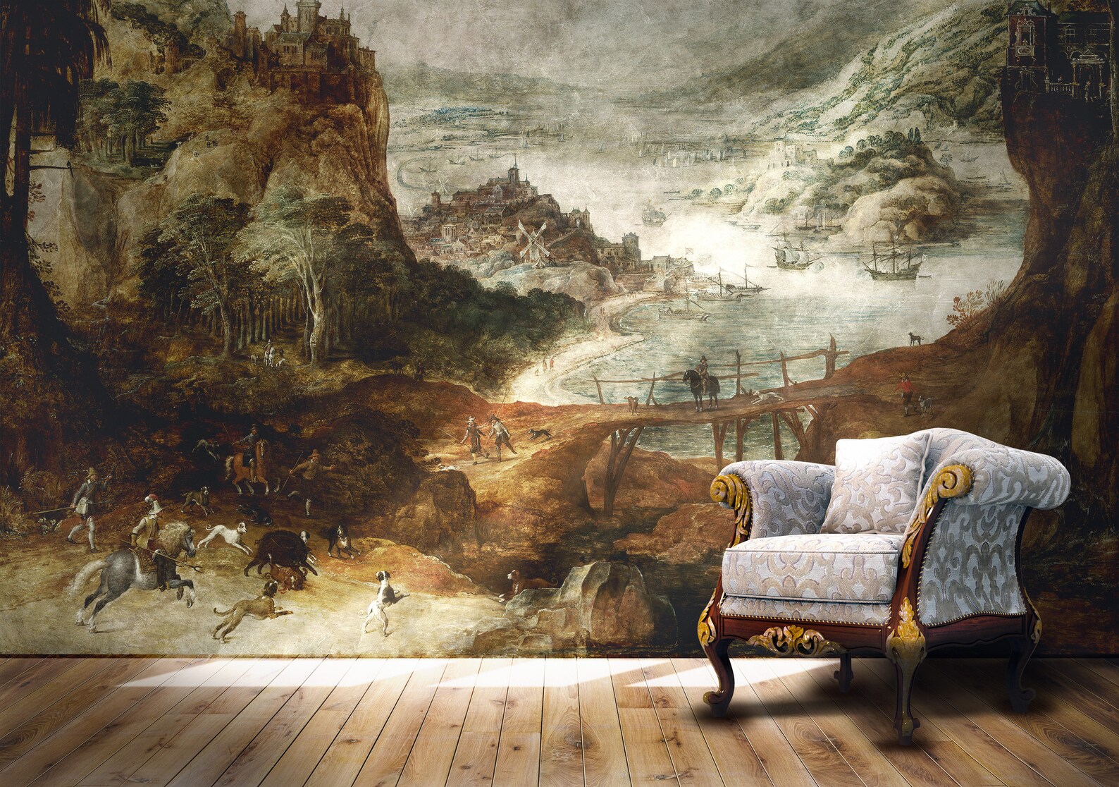 Renaissance Painting, Scenic Wall Mural. Vinyl Large Wallpaper Classic ...