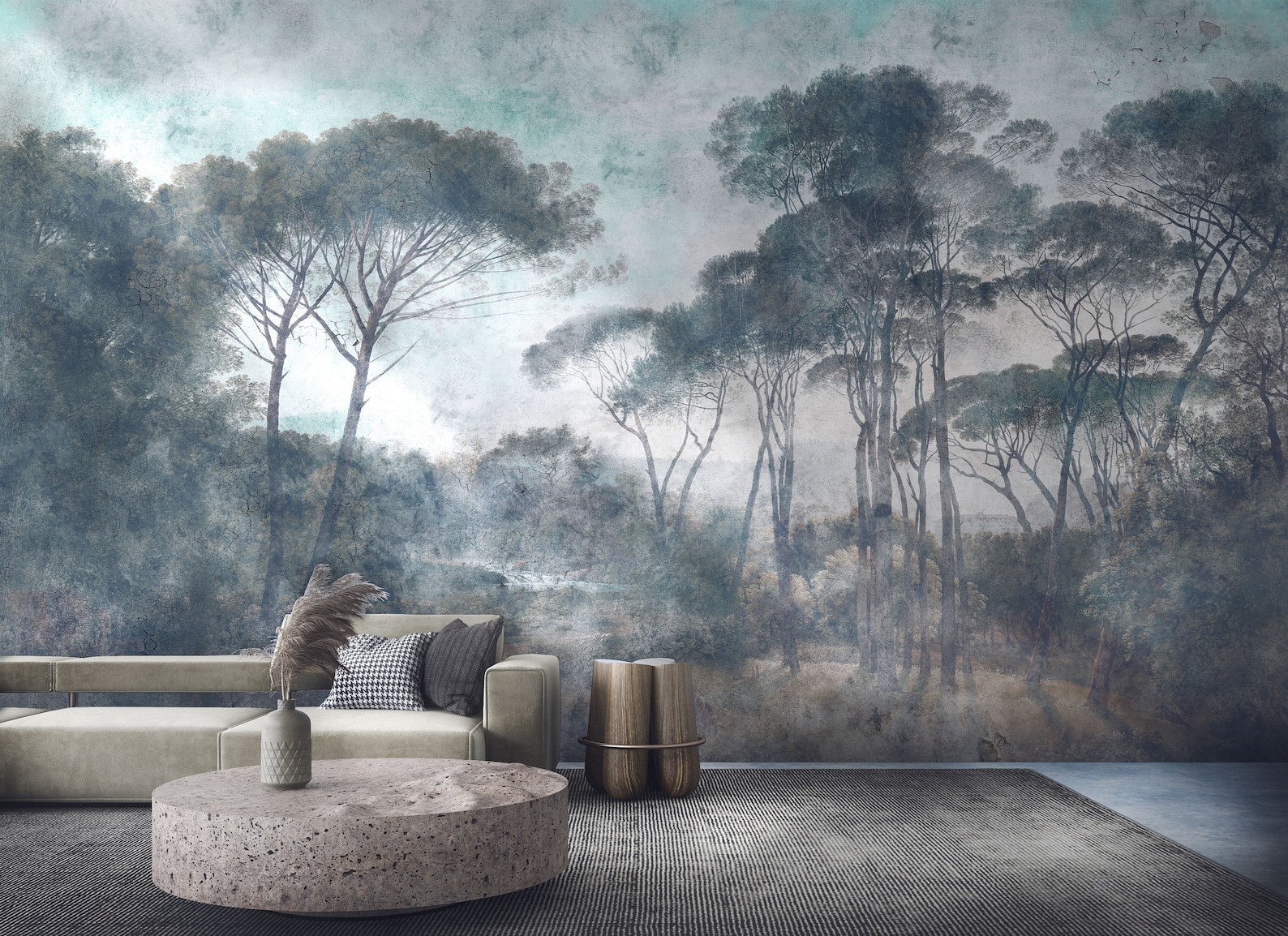 Vintage Forest WALLPAPER Scenic MURAL. Vinyl Wallpaper With - Etsy