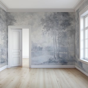 Light Blue, Warm Gray Wallpaper/landscape Mural. Scenic Wall Decor ...