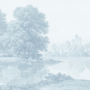 Subtle Light Blue Wallpaper, Watercolor Wall MURAL. Landscape With ...