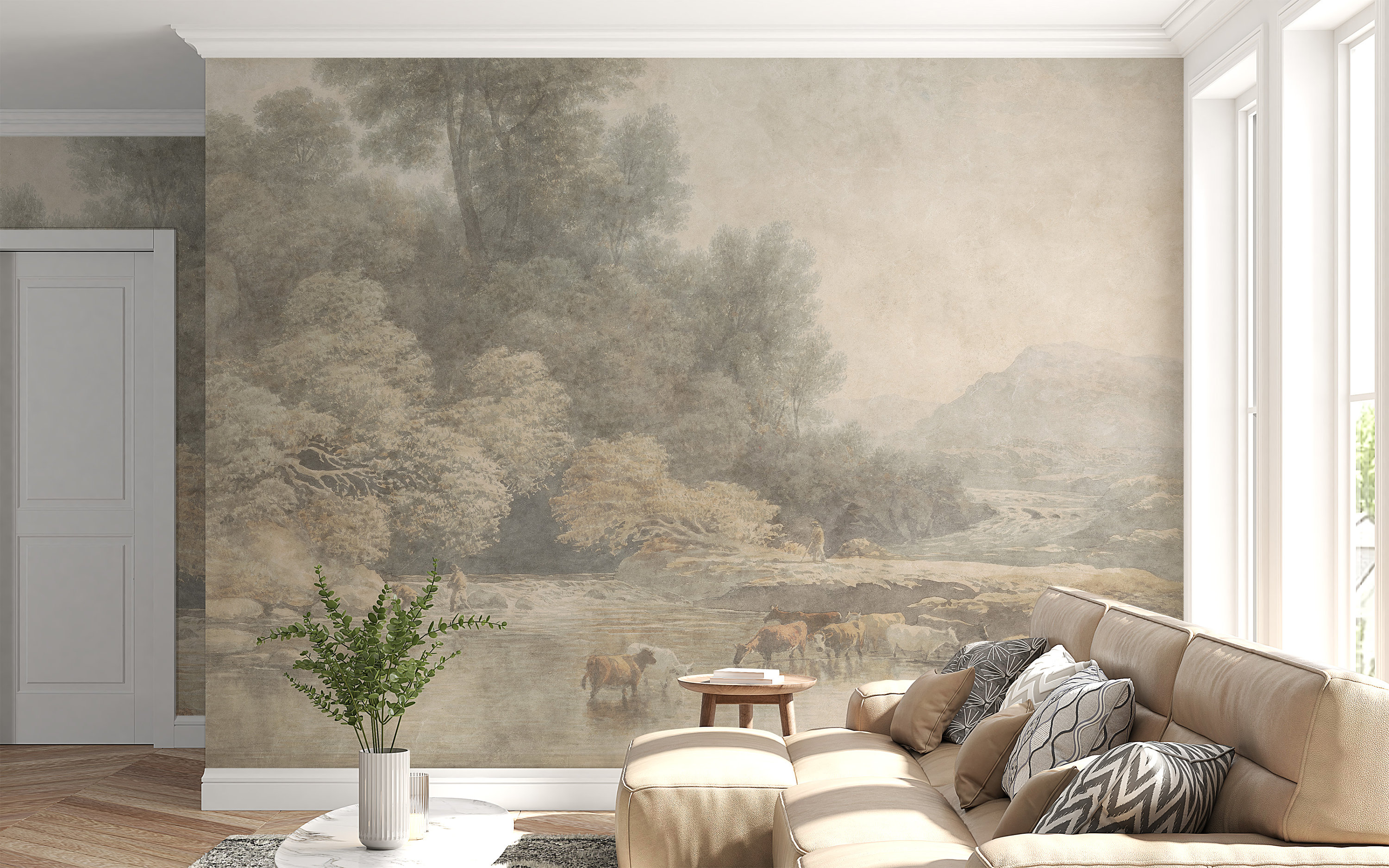 Countryside Wall Mural, Landscape Wallpaper. Peel and Stick or Regular ...