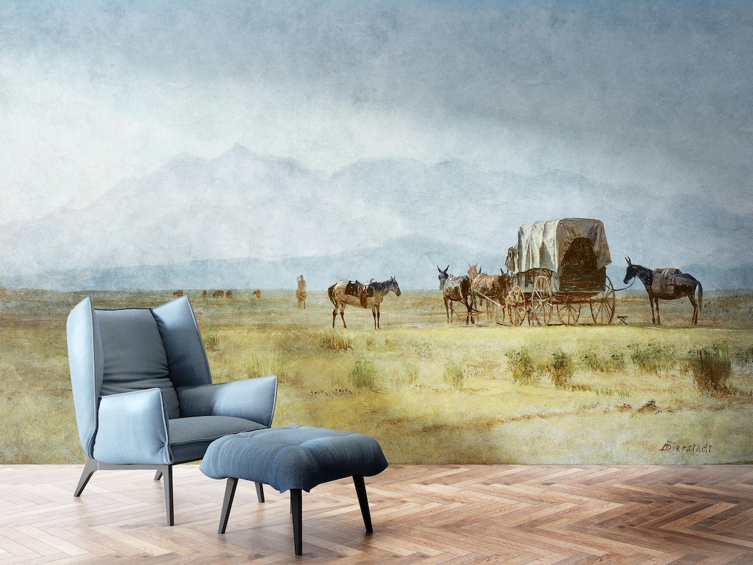 Retro Western Landscape Mural: Prairie Farmhouse Peel and Stick ...