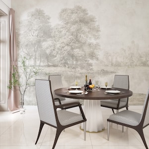 Subtle Wallpaper, Watercolor Landscape Wall MURAL. Painting, Trees ...