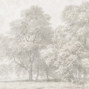Subtle Wallpaper, Watercolor Landscape Wall MURAL. Painting, Trees ...