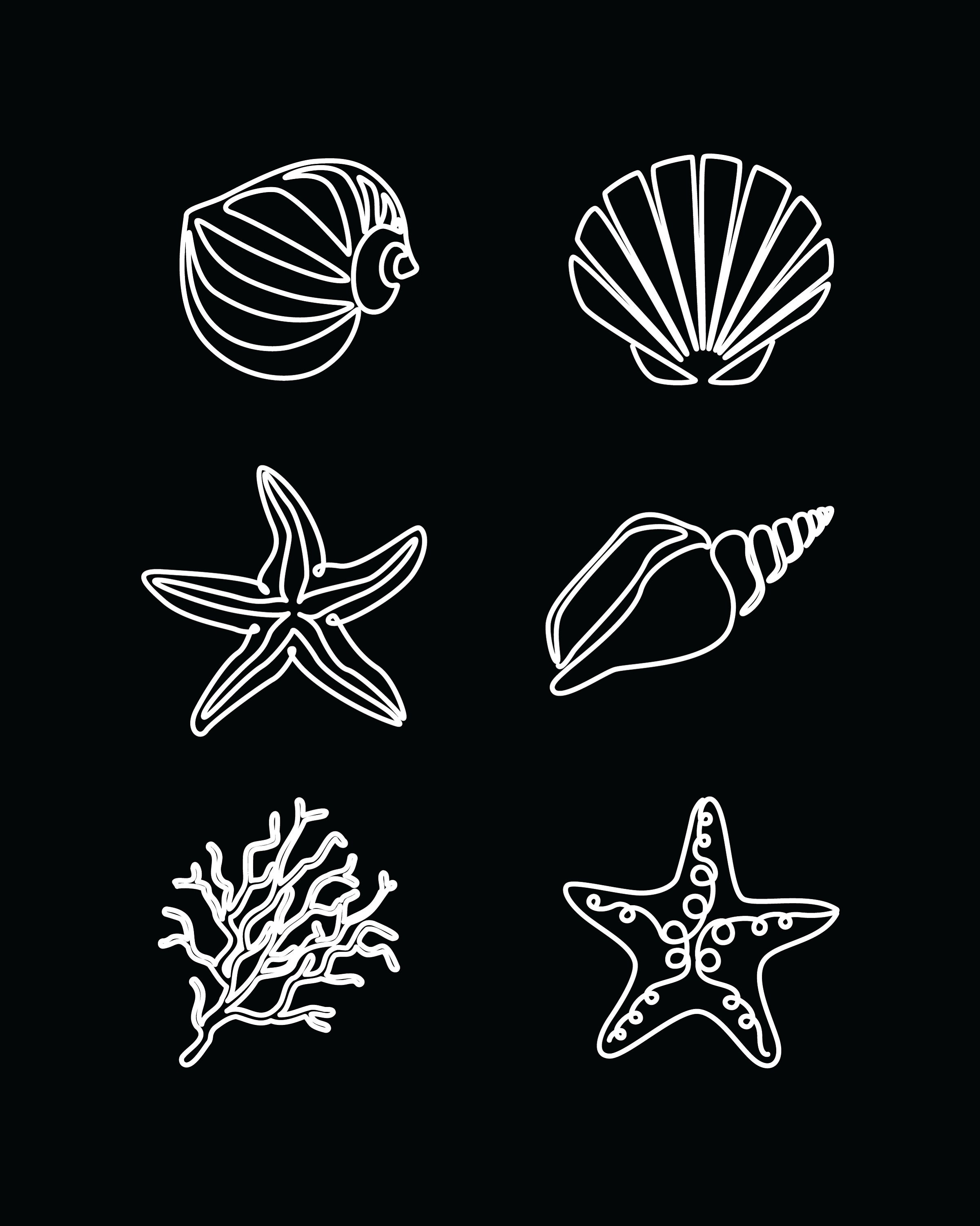 Printable Beach Shells Digital Wall Art - Etsy