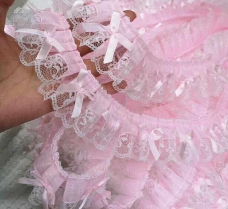 2 Inch Wide White Ruffled Lace Pink /white Color Selling by the Yard - Etsy
