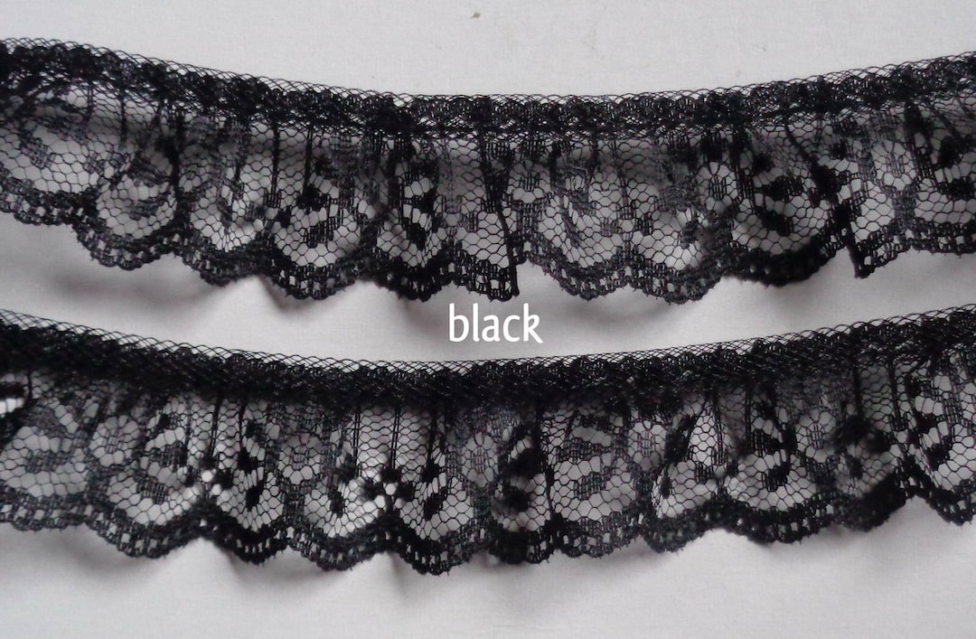 Ruffle Lace Trim 1 Inch Wide Black Color Price per Yard - Etsy