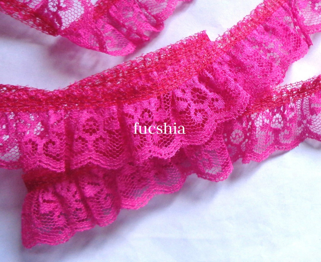 Ruffle Lace Trim 1 Inch Wide Fuchsia Color Price per Yard - Etsy