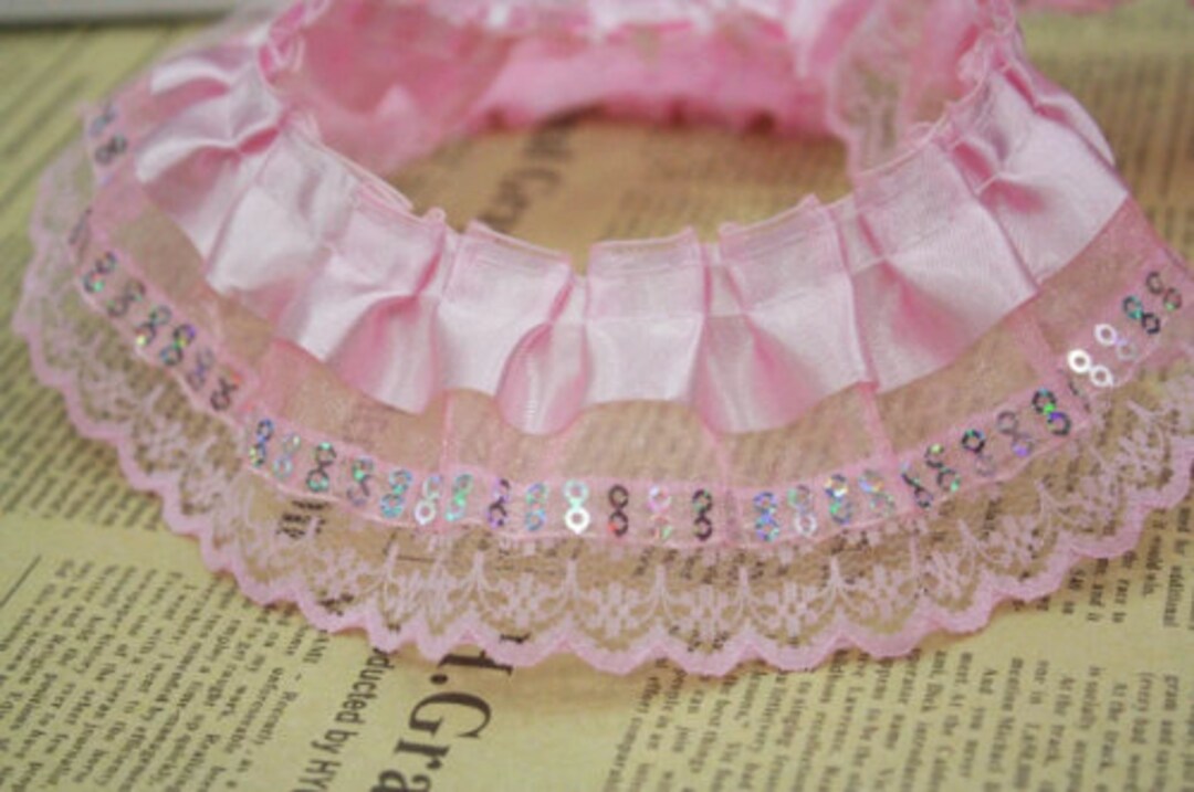 2 Inch Wide Pink Color Ruffled Lace Price per Yard - Etsy