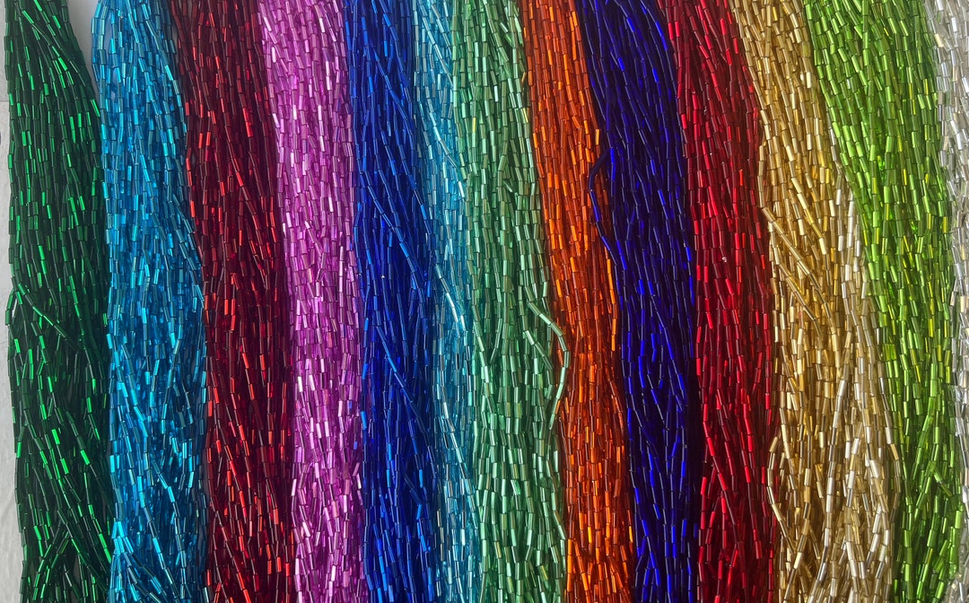 Czech #2| Glass| Sliver |line| Bugle Beads 250 GRAMS STRUNG - Etsy