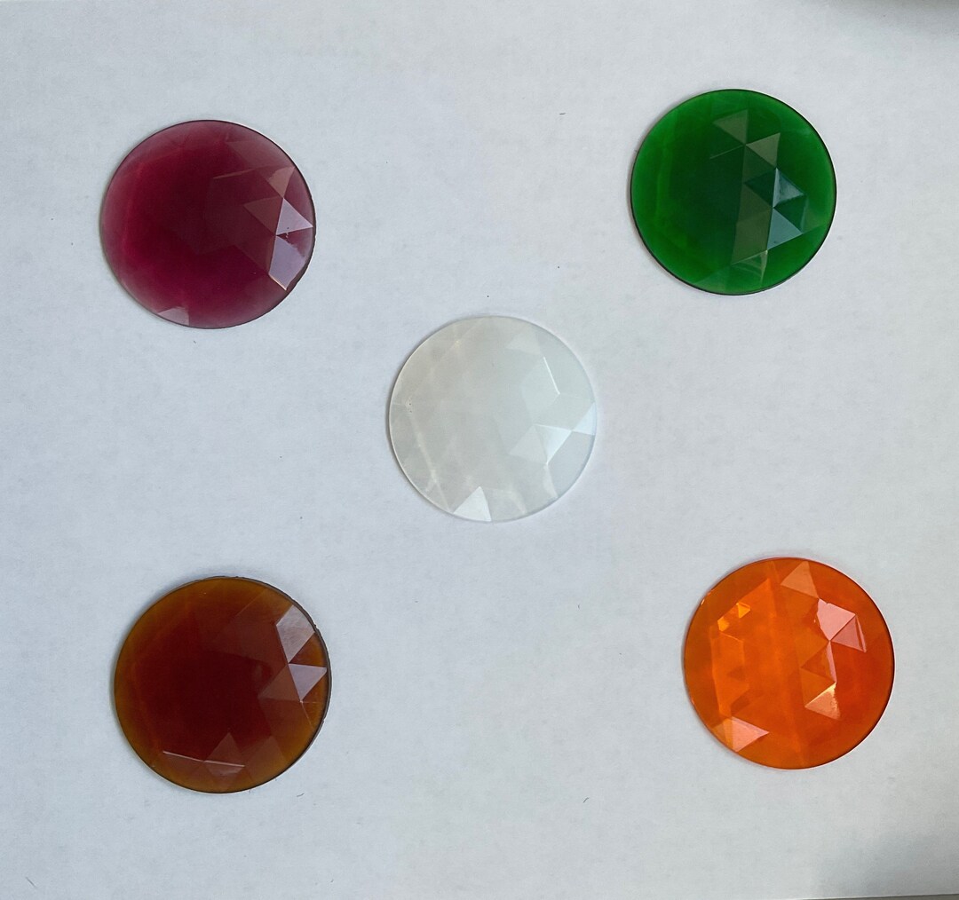 Stained Glass Jewels| 50mm| 2”| Round Faceted| Flat Back| Made in ...