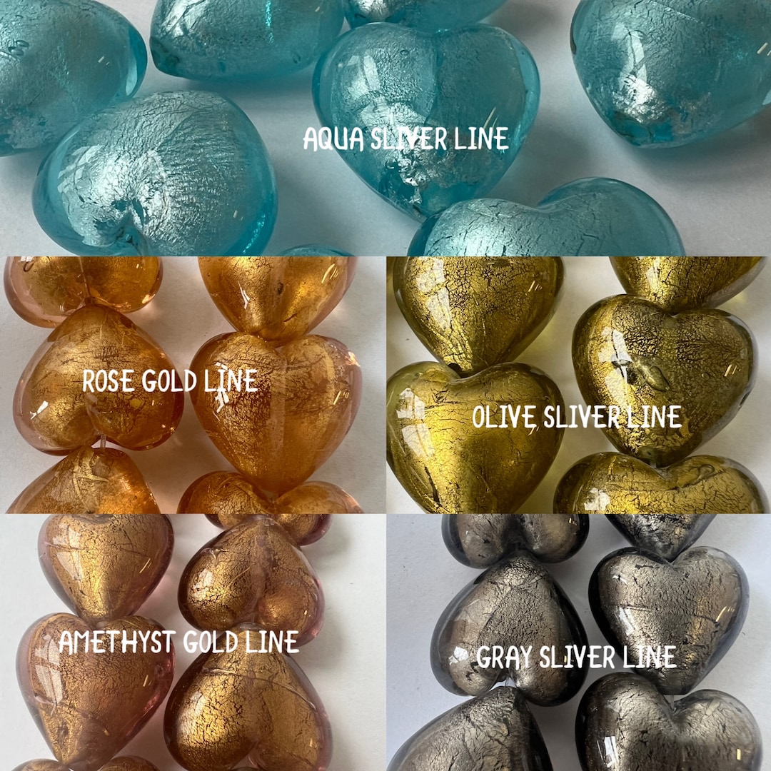 30MM Glass Sliver Line / Gold Line Hearts (6 PCS) - Etsy