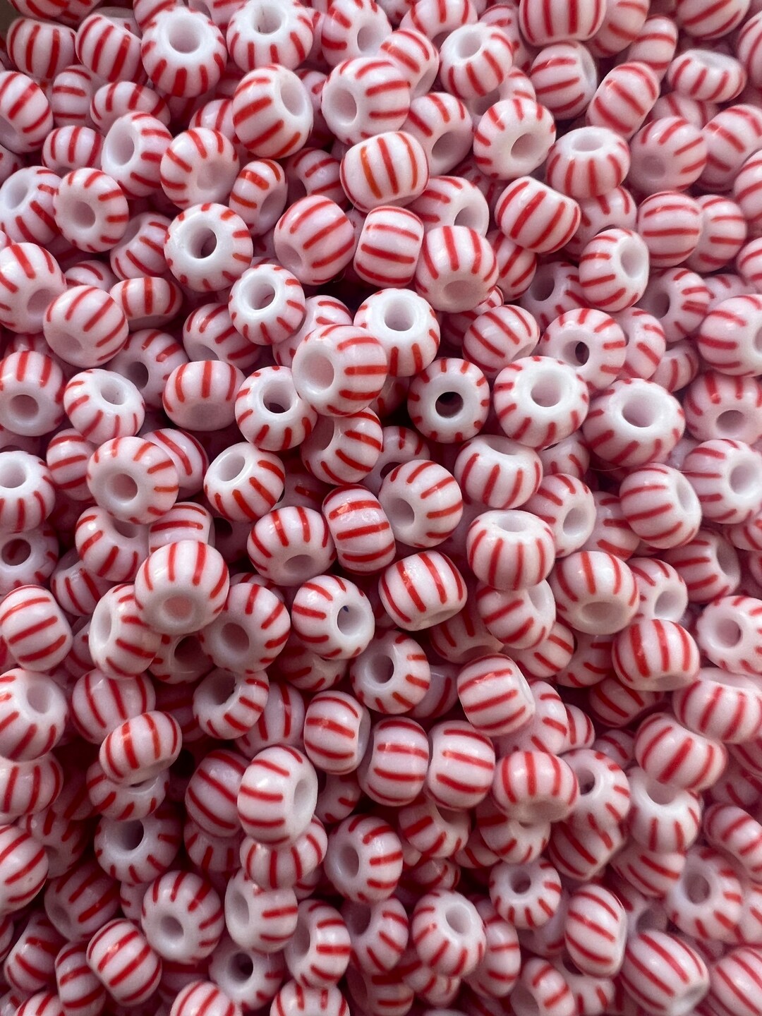 6/O White With Red Multi Stripes|preciosa| Seed Beads | Glass E Beads ...