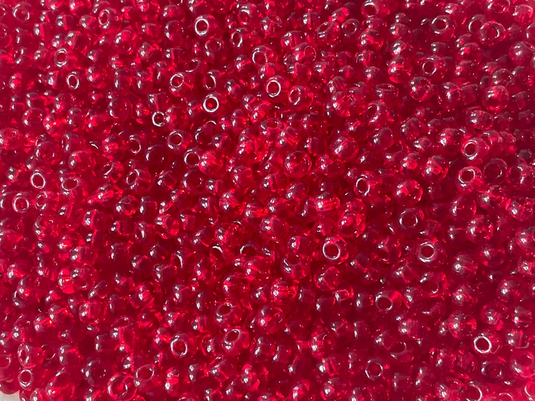 6/O Natural Transparent Red | Glass Czech E Beads 4mm Rocaillie 100/200 ...