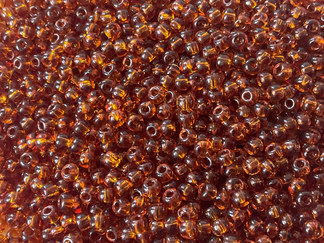 6/O Natural Transparent Dark Topaz | Glass Czech E Beads 4mm Rocaillie ...