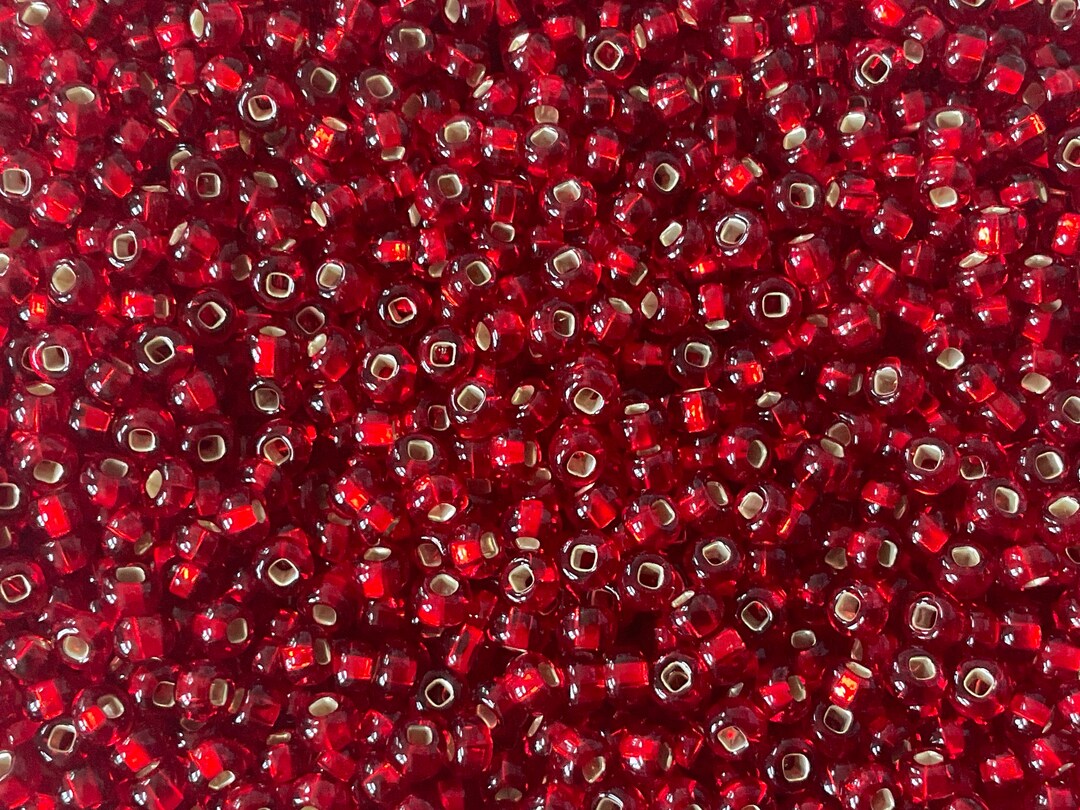 6/0 Natural Transparent Sliver Line Red | Glass Czech 4mm Rocaillie ...