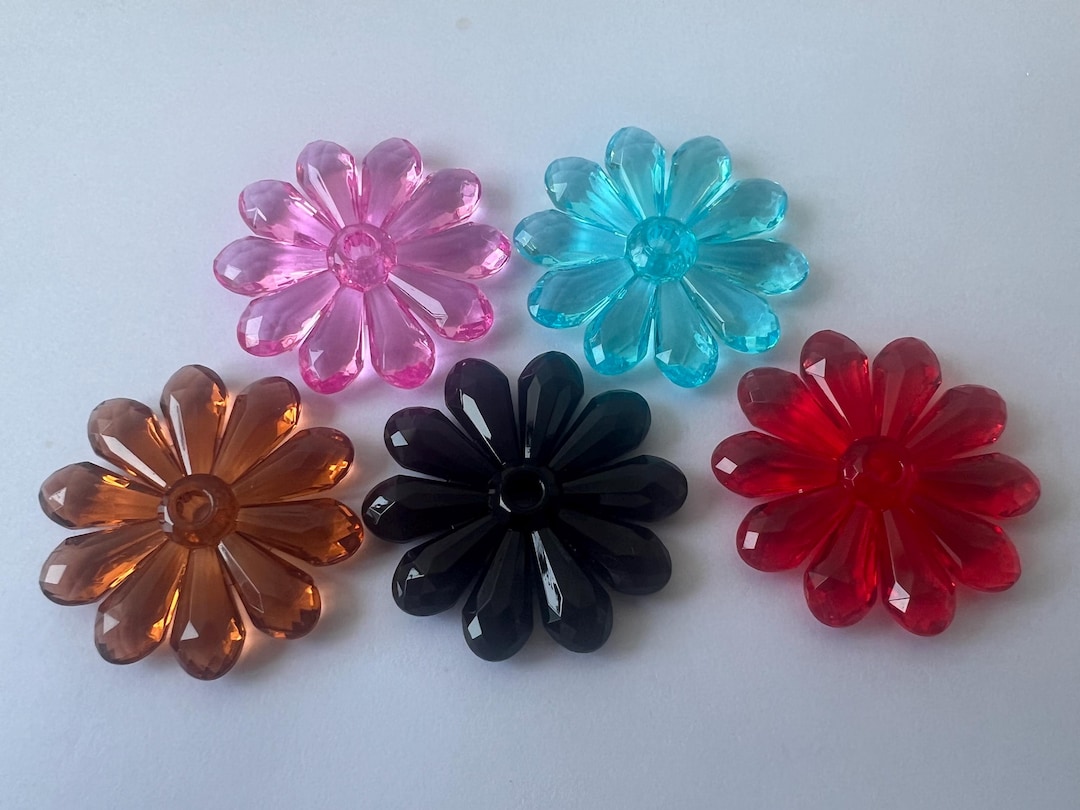 Vintage German 40 Mm Facected Plexi Semi Flower Center Hole Pendants ...