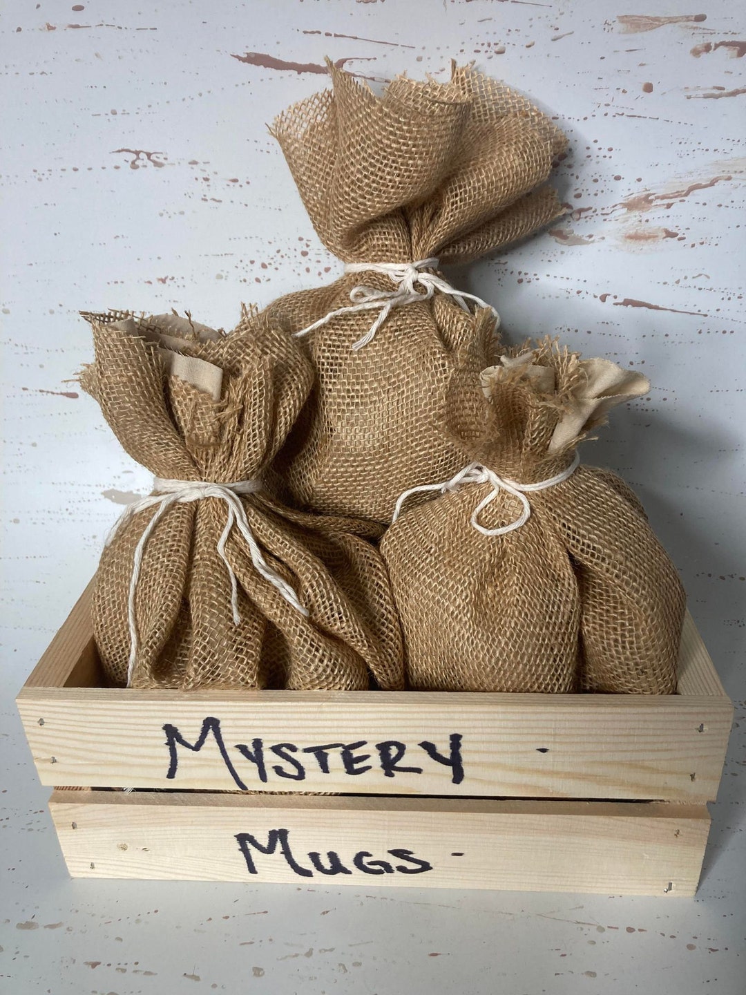 Mystery Mugs - Random Mug - Mystery Bag - Burlap Bag - Handmade ...