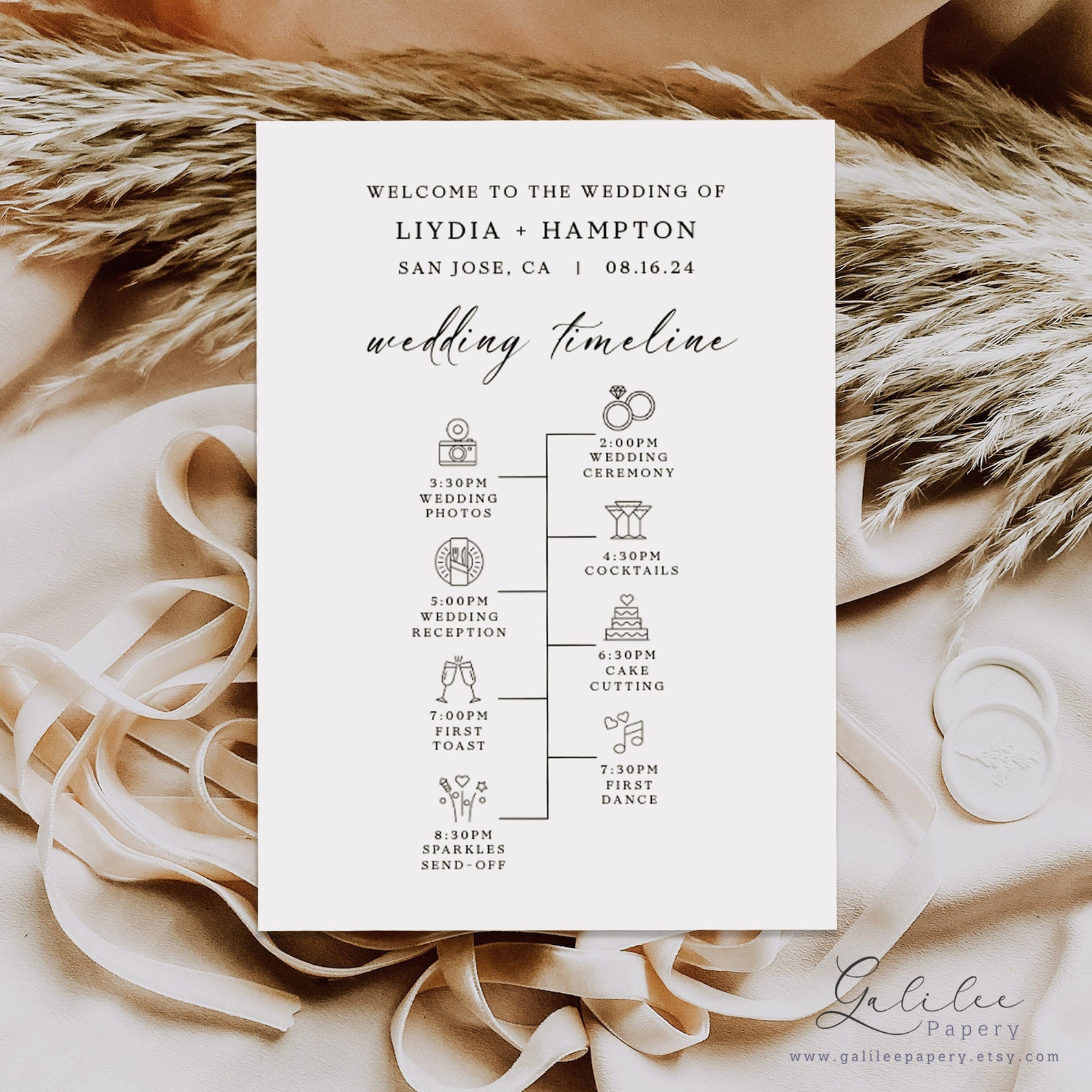 Wedding Day Program Template Wedding Infographic Infographic - Etsy
