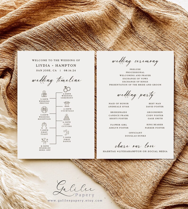 Wedding Day Program Template Wedding Infographic Infographic - Etsy