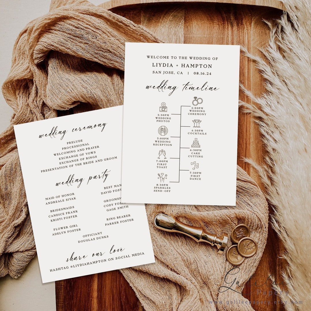 Wedding Day Program Template Wedding Infographic Infographic - Etsy