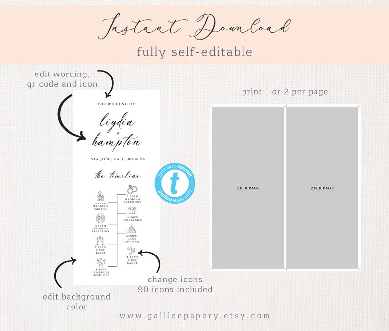 Wedding Day Program Template Wedding Infographic Infographic - Etsy