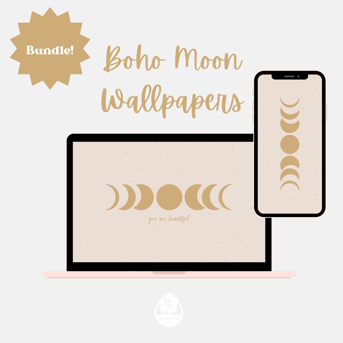 Boho Minimal Aesthetic Moon Phases Affirmation Wallpapers for Phone and ...