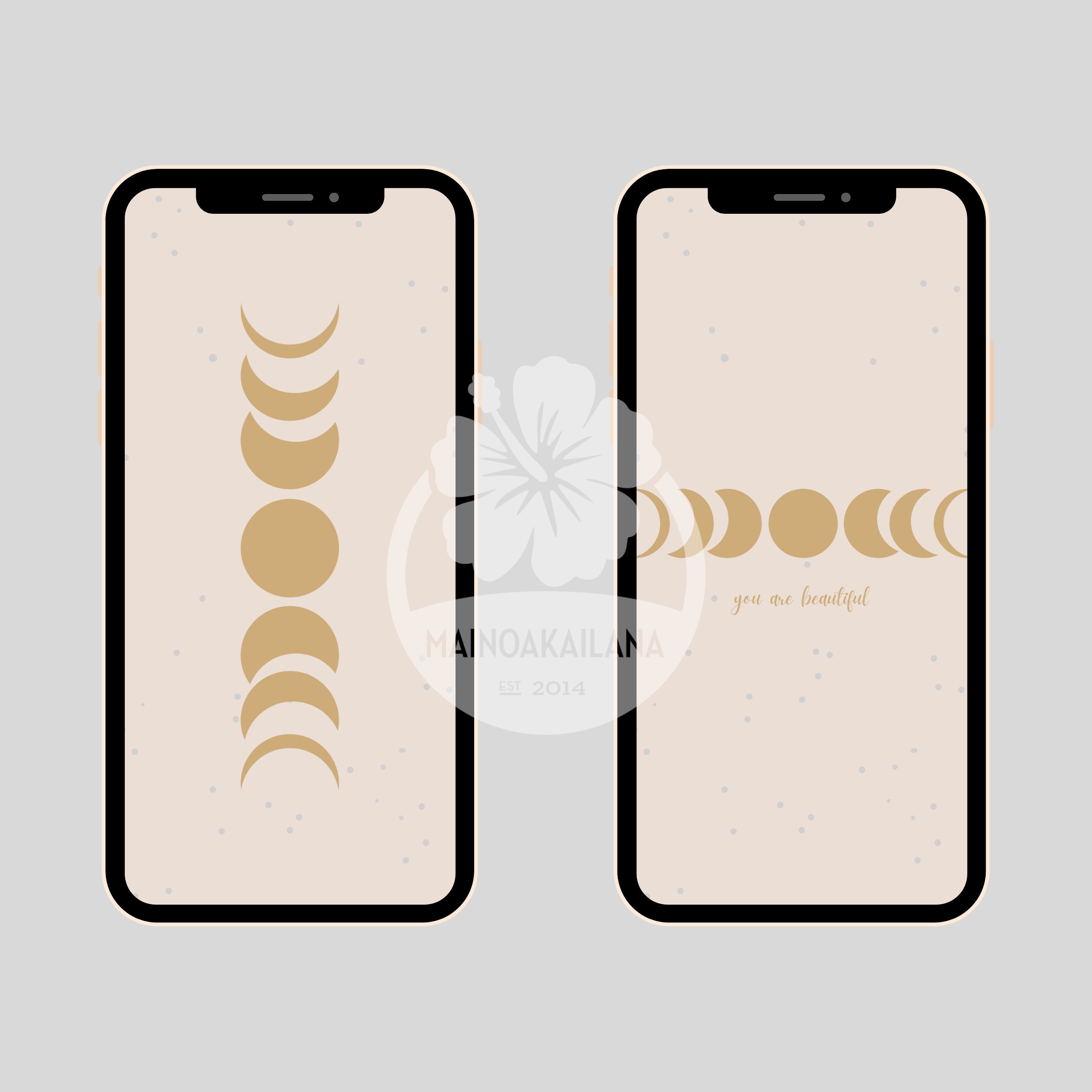 Boho Moon Phases Wallpaper: Minimalist Aesthetic, Phone & Desktop ...