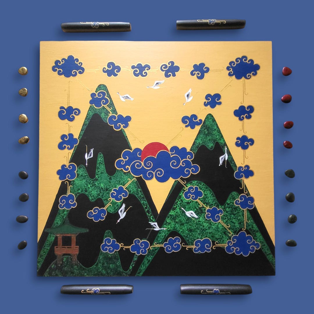 Large Yut Nori Game Board Set Mountain Breezes Minhwa - Wall Art -wall ...