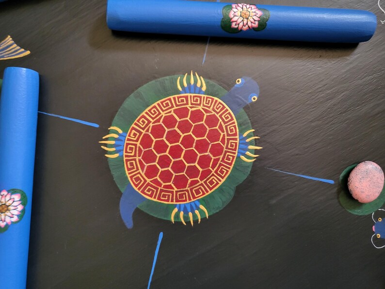 Large Yut Nori Game Board Set Lotus Turtle and Carp Minhwa - Wall Art ...