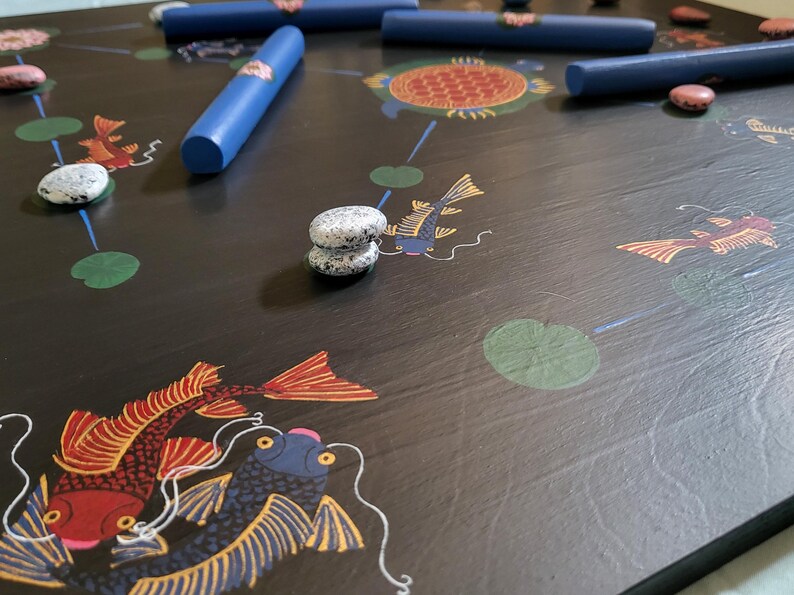 Large Yut Nori Game Board Set Lotus Turtle and Carp Minhwa - Wall Art ...