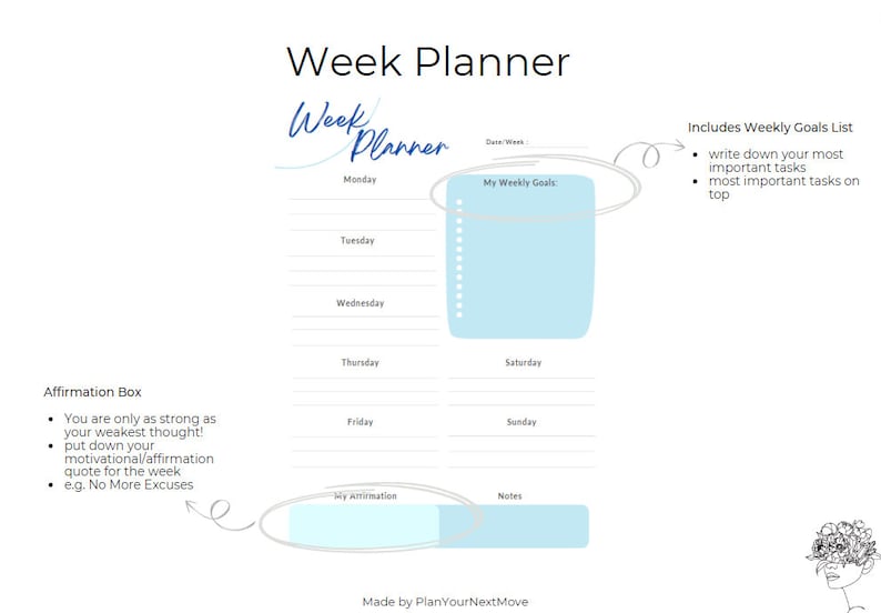 Weekly Planner Printable / Instant Download / Weekly Planning / Goal ...