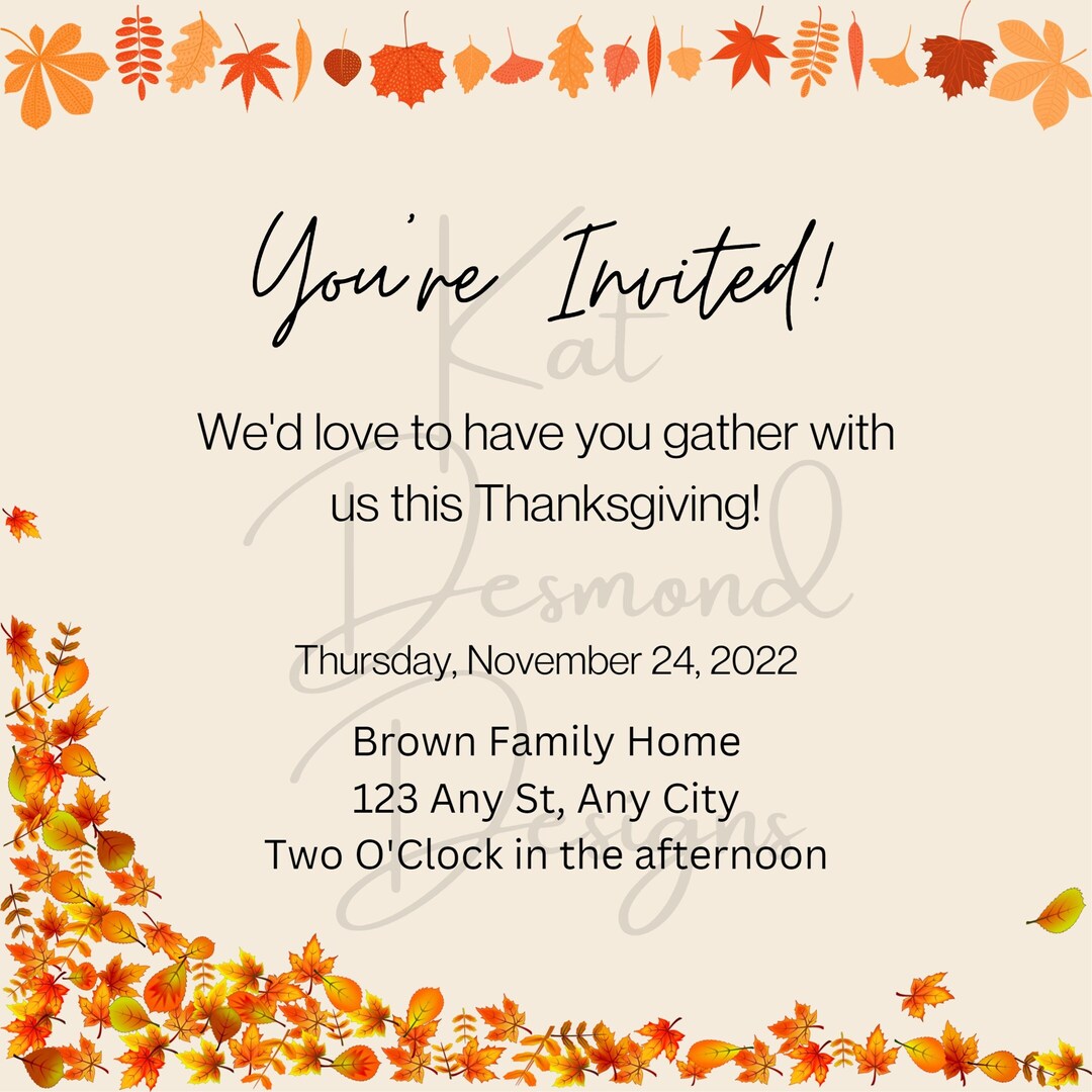 Personalized Thanksgiving Invitation - Etsy