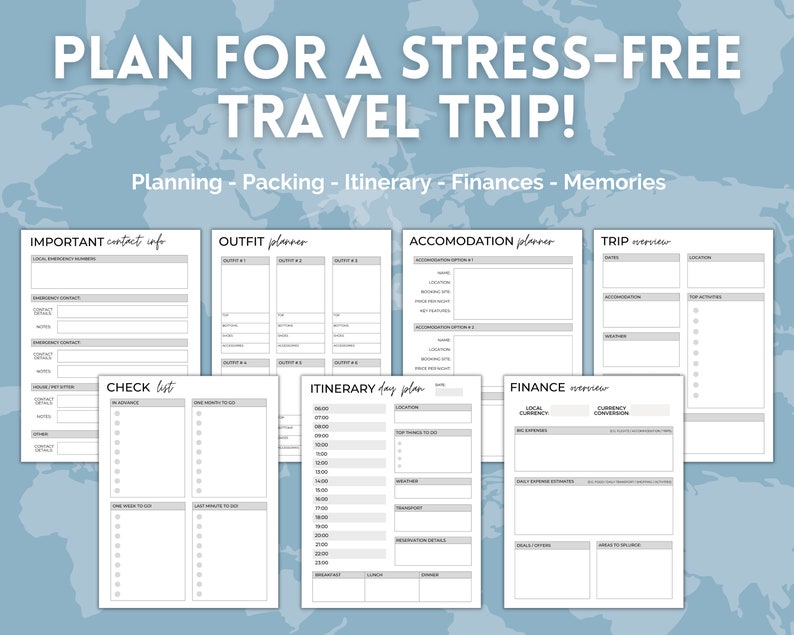 Travel Planner Printable Template Digital Holiday Organisation Planner ...