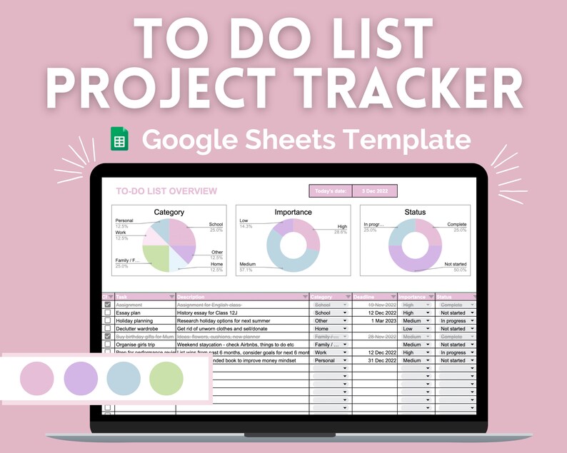 To-do List and Project Tracker Template Simple Task Overview - Etsy
