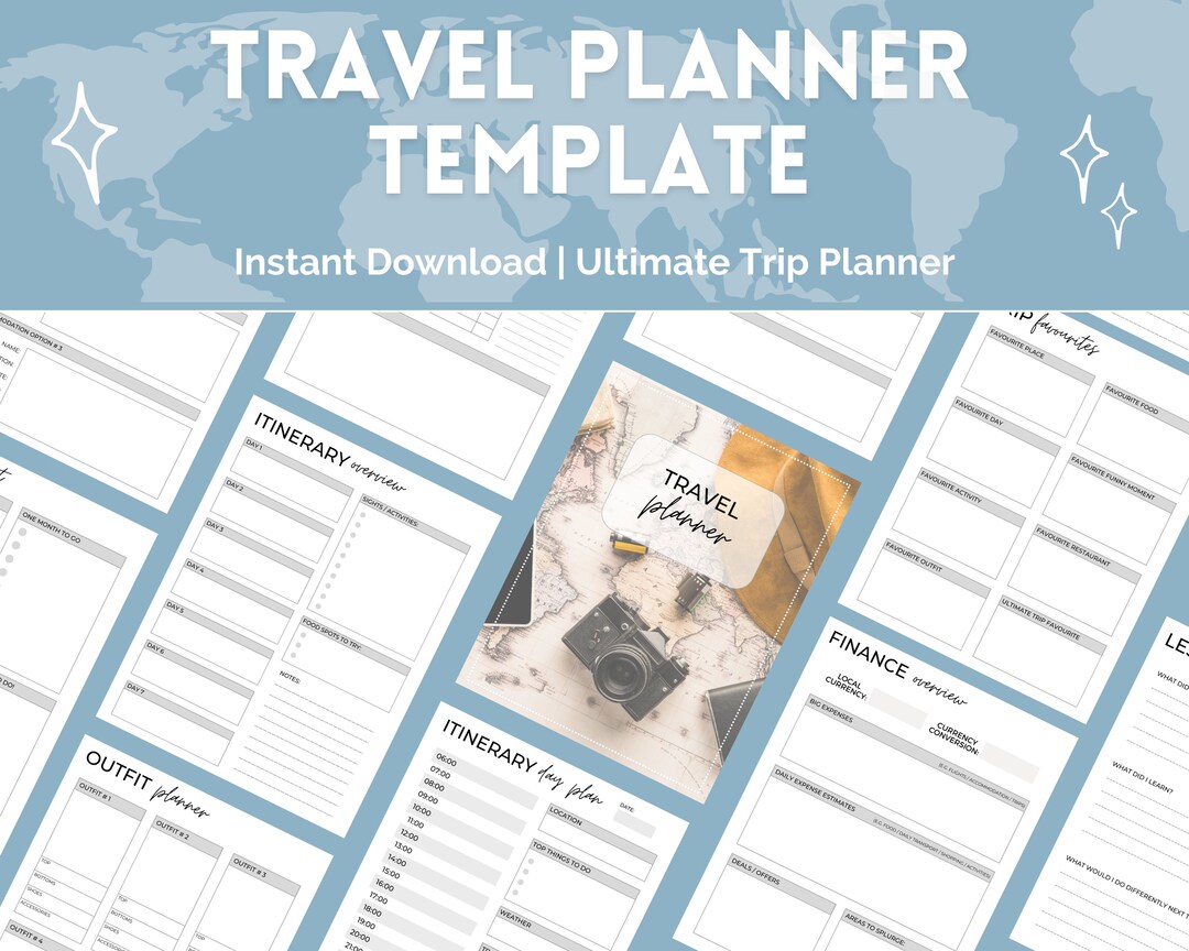 Travel Planner Printable Template | Digital Holiday Organisation ...