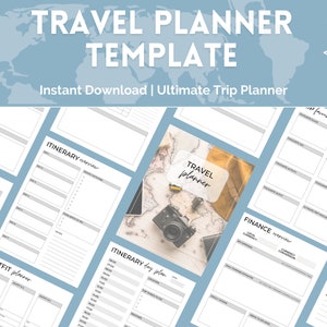 Travel Planner Printable Template | Digital Holiday Organisation ...