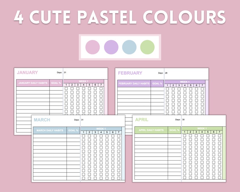 Habit Tracker Spreadsheet Template, Digital Download, Google Sheets ...