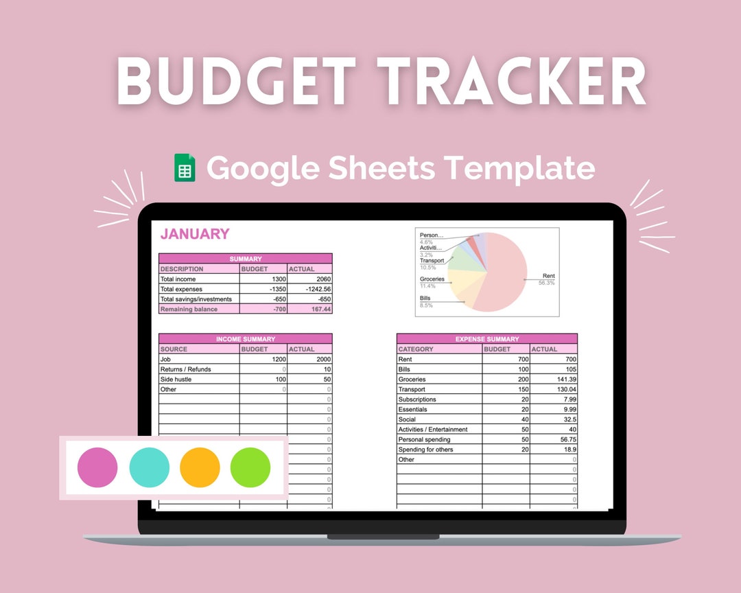 Simple Monthly Budget Tracker Google Sheets Template, Finance Tracker ...