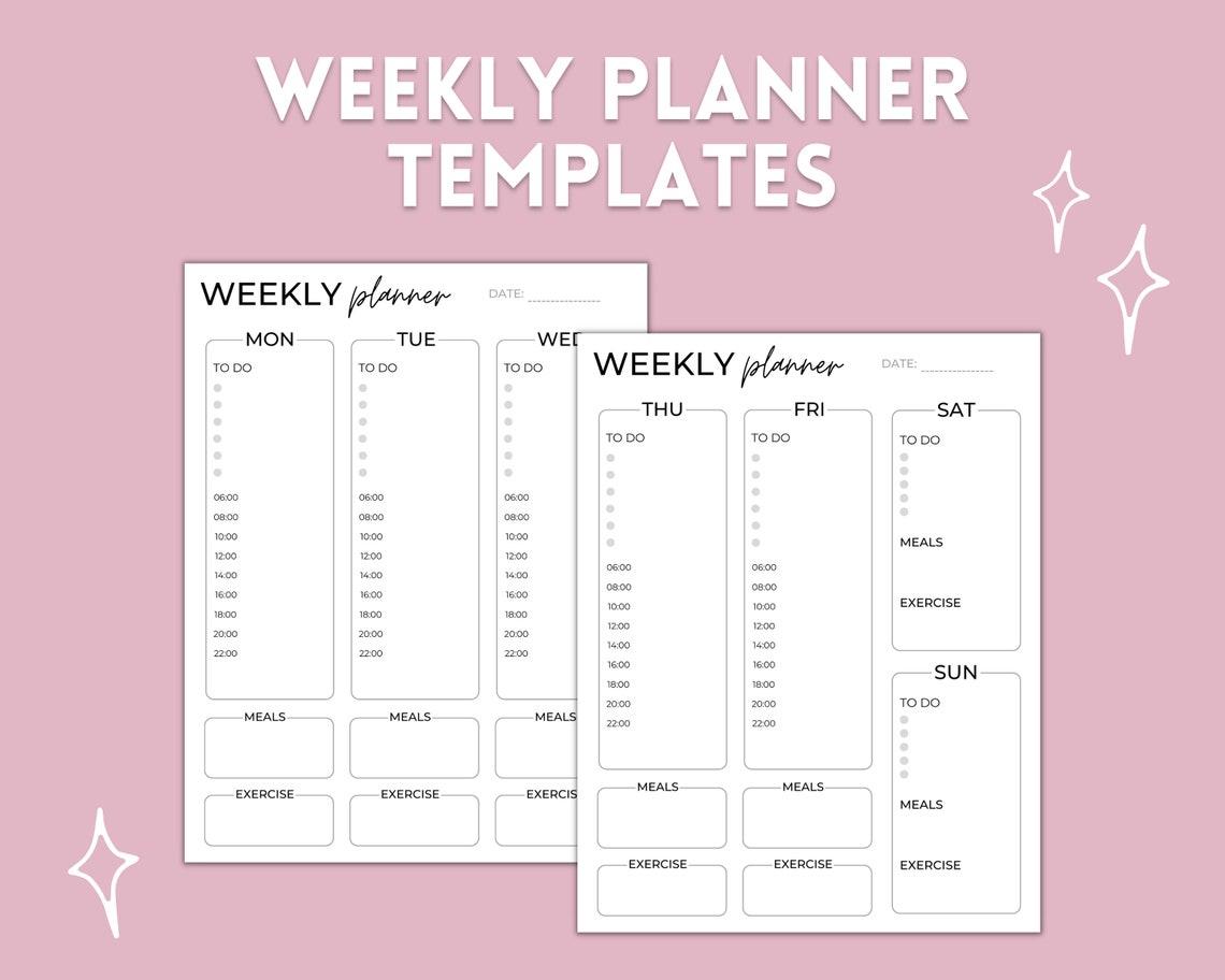Printable Weekly Planner Template Digital Download Template Simple ...
