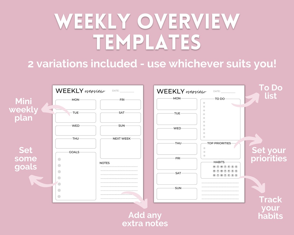 Printable Weekly Planner Template Digital Download Template Simple ...