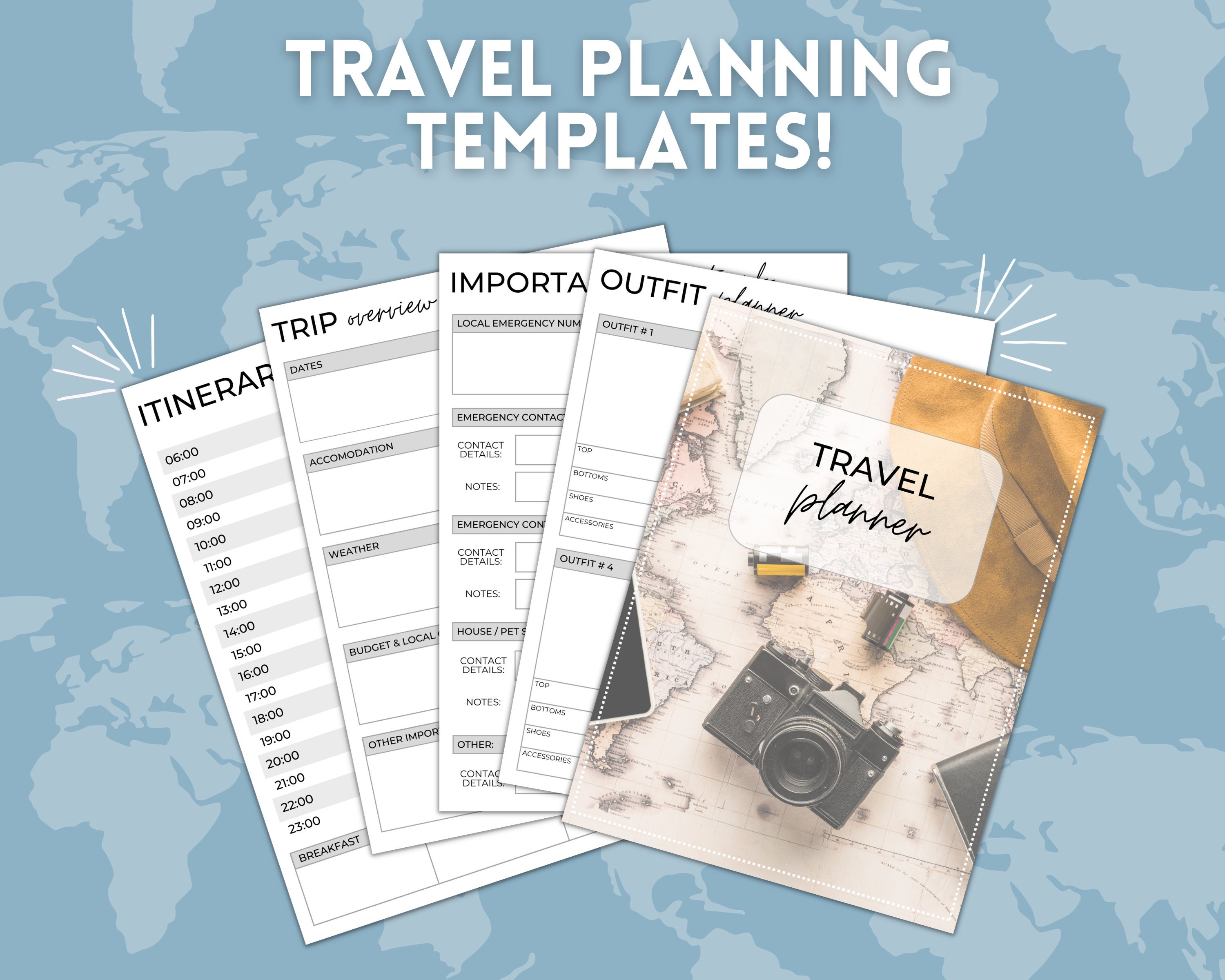 Travel Planner Printable Template | Digital Holiday Organisation ...