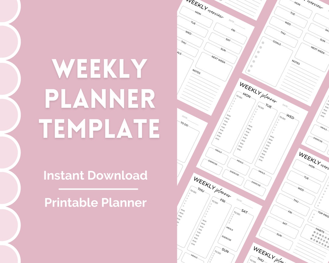 Printable Weekly Planner Template | Digital Download Template | Simple ...