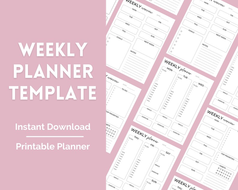 Printable Weekly Planner Template Digital Download Template - Etsy