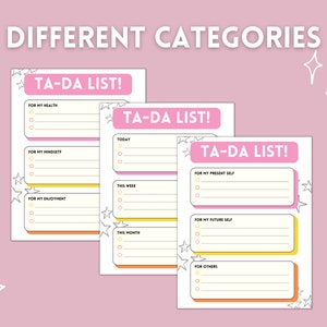 Ta Da List Digital Template | Alternative to Do List | Printable Fun ...